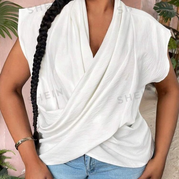 SHEIN | Tops | Listingshein Crossover Draped Blouse | Poshmark